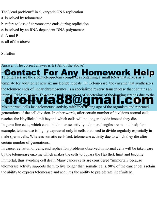 The end problem in eukaryotic DNA replicationa. is solved by t.pdf