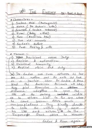 The Enemy.pdf class 12 english answer' s | PDF