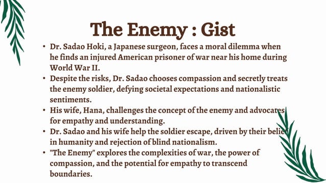 THE ENEMY PPT by pearl s buck covers summary and questions | PPTX