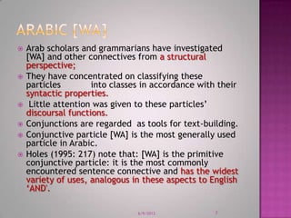 The English ‘and’ and its counterparts in Arabic | PPTX