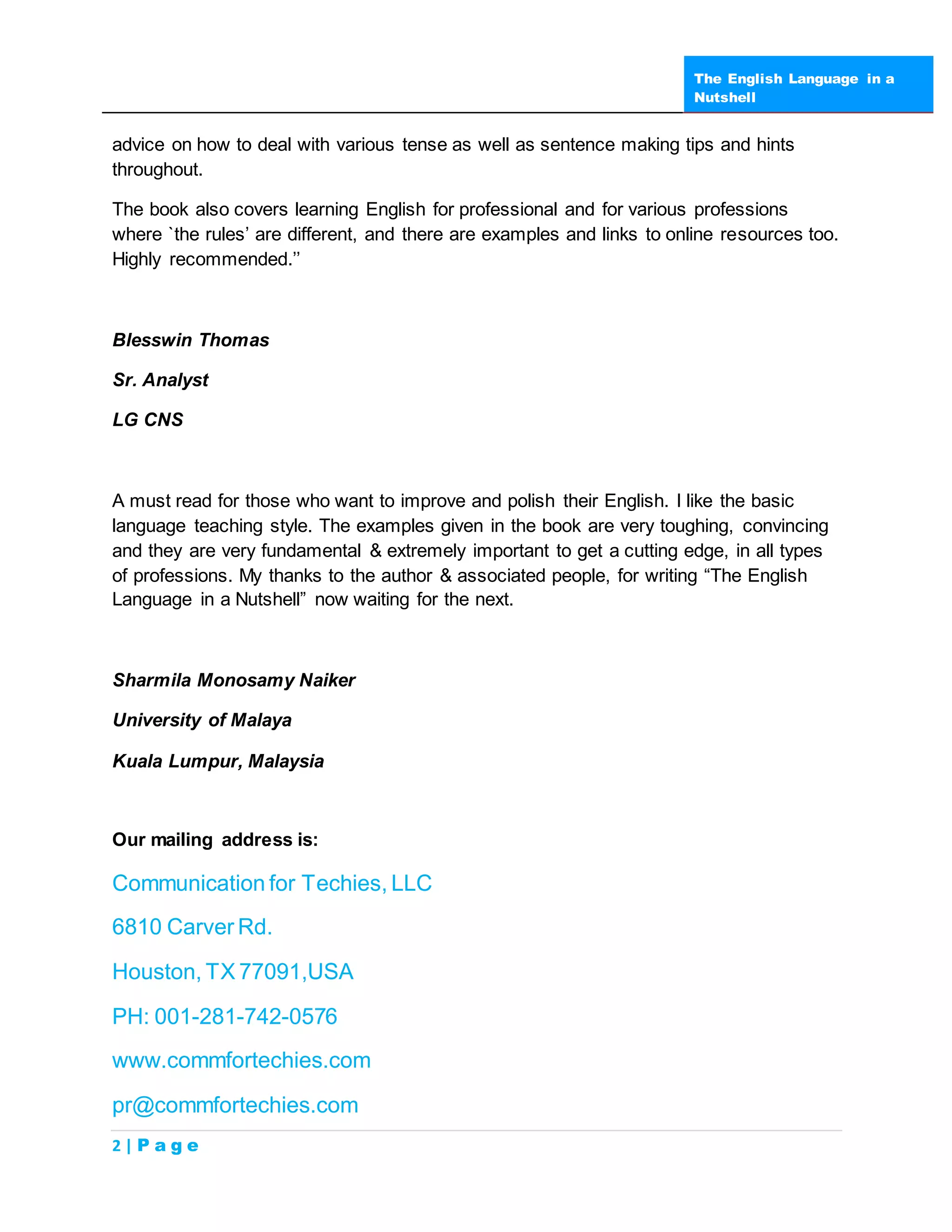 The english language in a nutshell preview | PDF