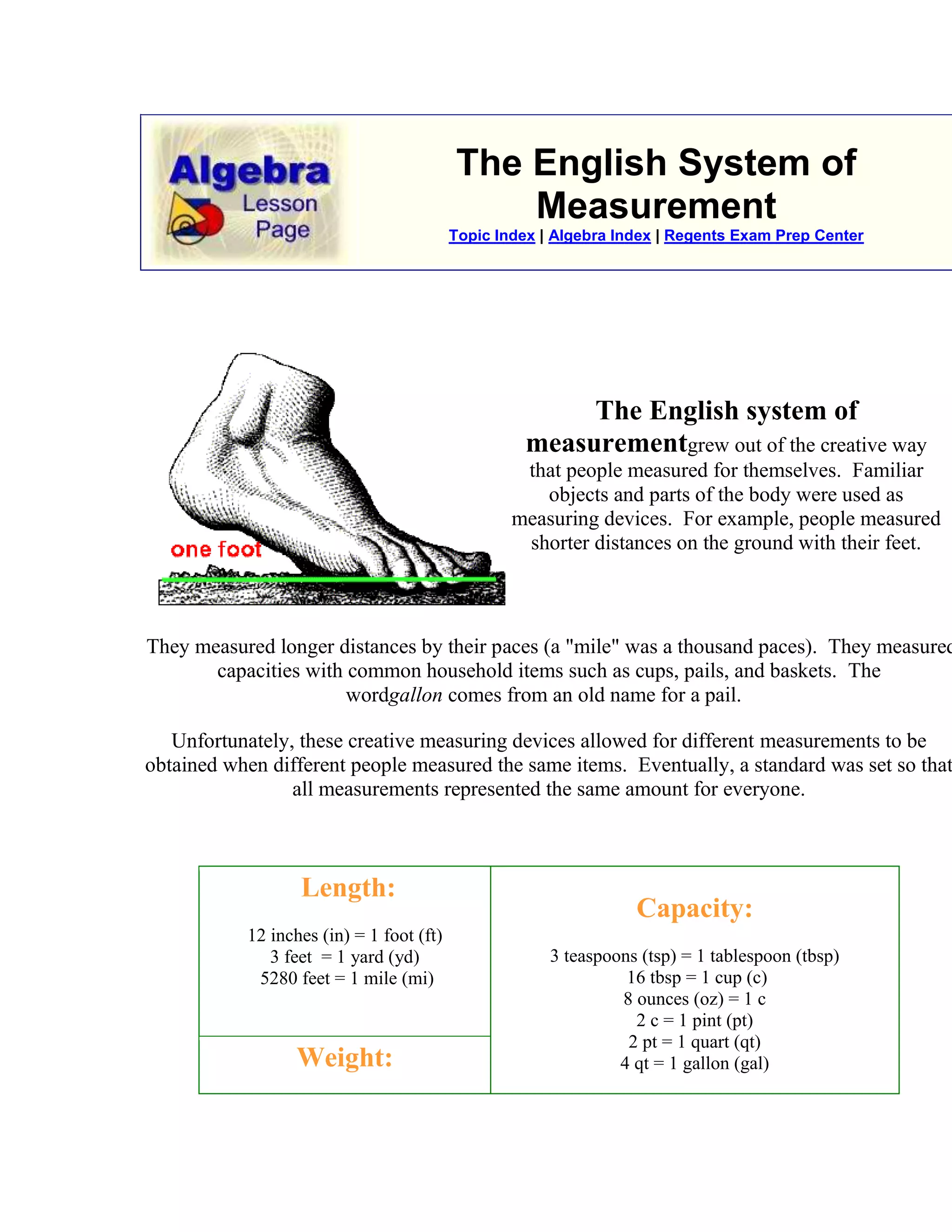 The english system of measurement | DOCX