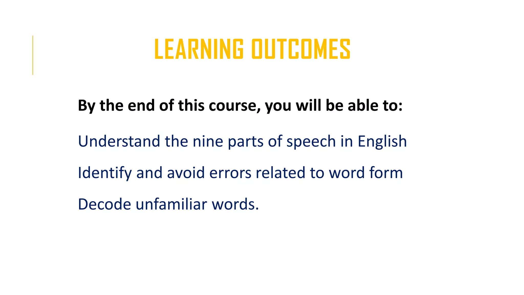 English Words: The Building Blocks of English Grammar (B1) | PDF