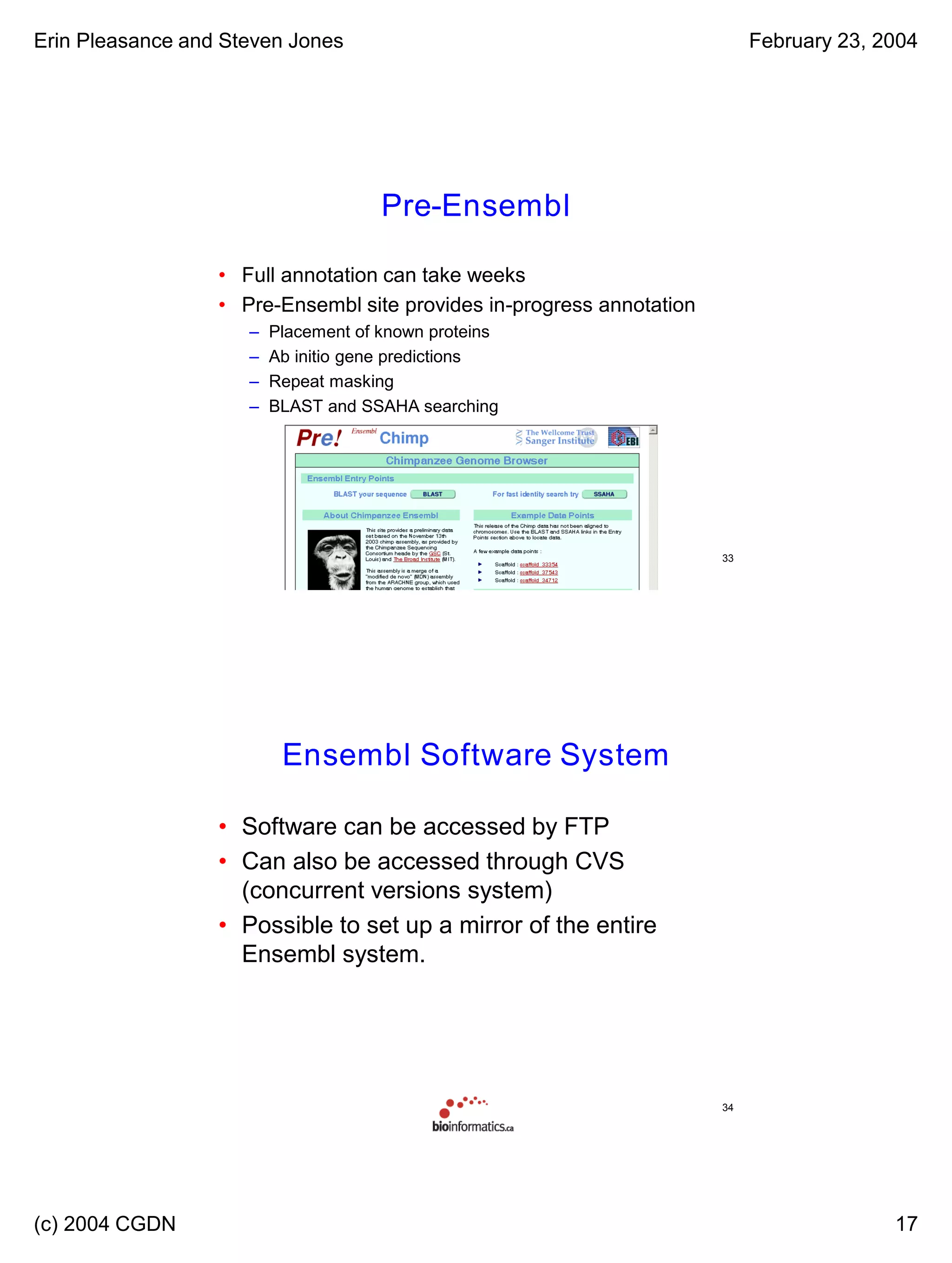 The ensembl database | PDF