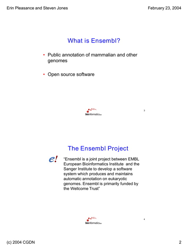 The ensembl database | PDF