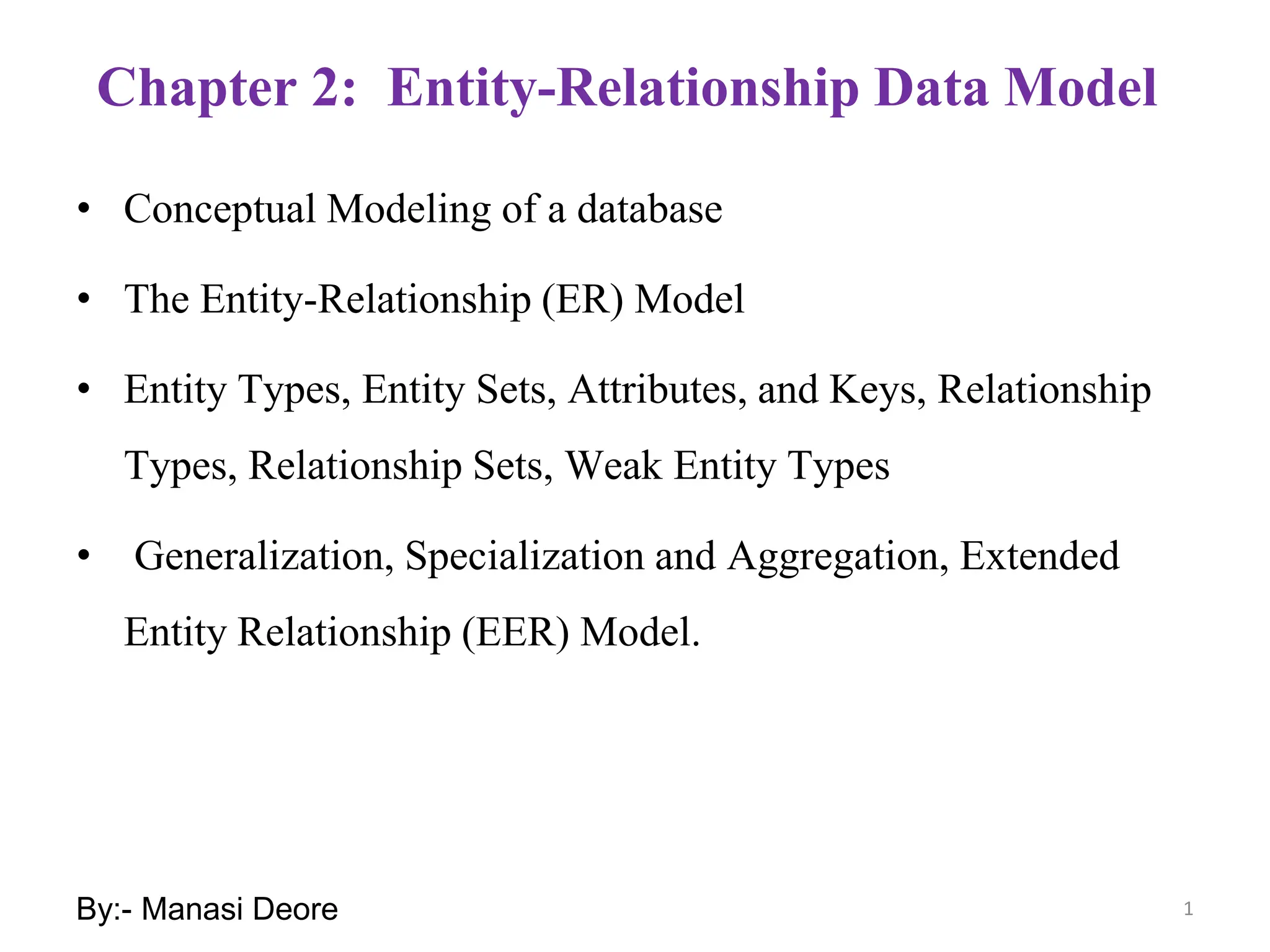 The Entity-Relationship Model(ER Diagram).pptx | Databases | Computer Software and Applications