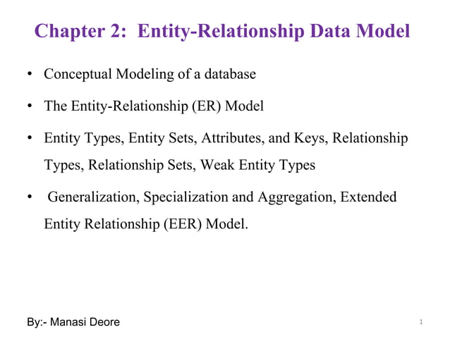 The Entity-Relationship Model(ER Diagram).pptx | Databases | Computer Software and Applications