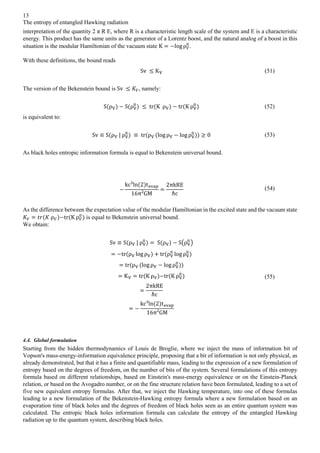 The Entropy of the Entangled Hawking Radiation | PDF