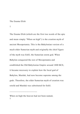 The Enuma Elish 1 The Enuma Elish (which are the fir.docx