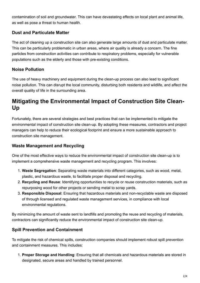 The Environmental Impact of Construction Site Clean Up and How to ...