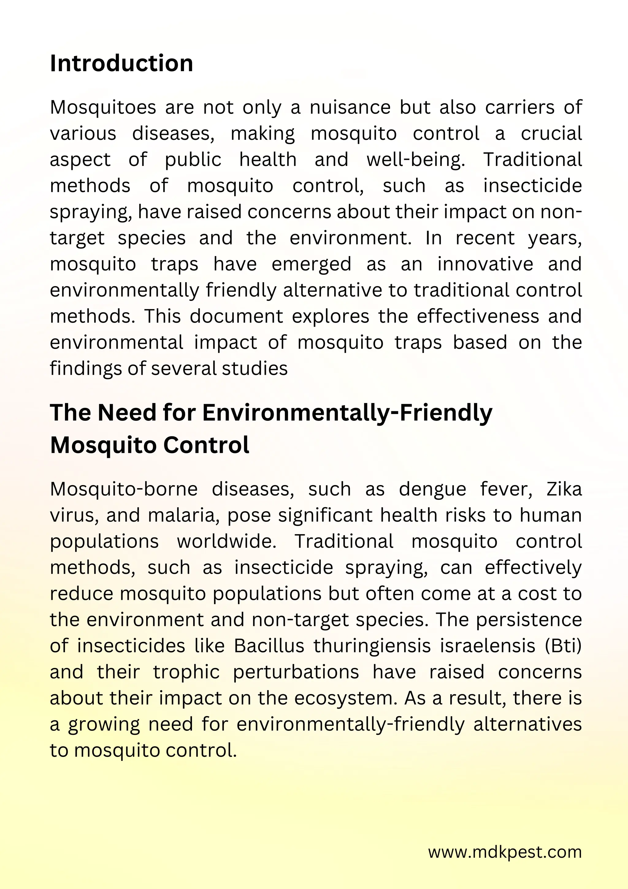 The Environmental Impact of Mosquito Control Traps | PDF
