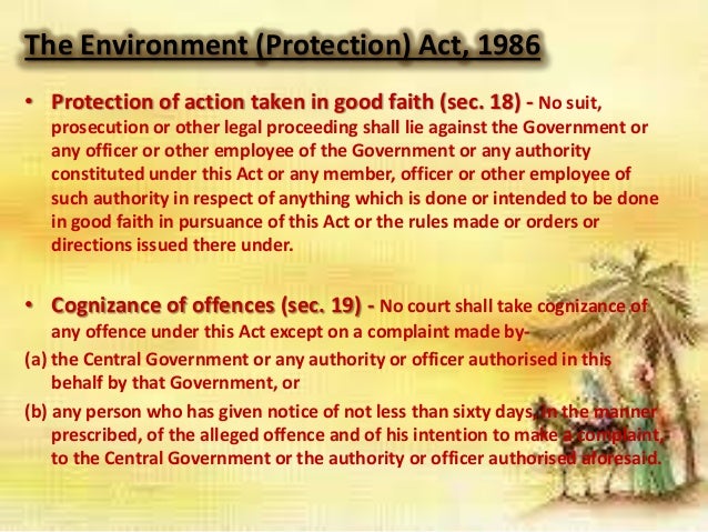 The environmental (protection) act, 1986