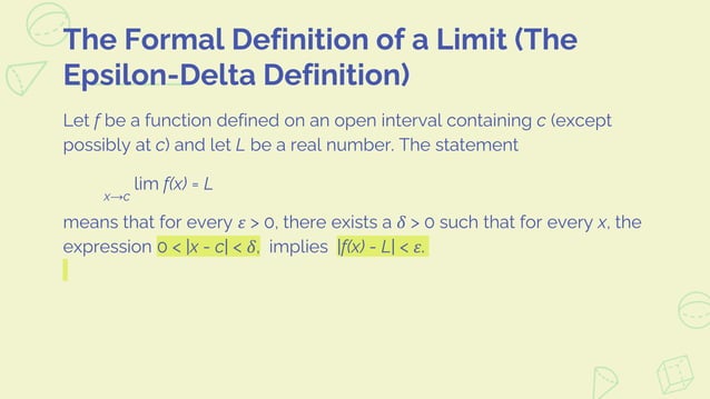 The Epsilon-Delta Definition of a Limit | PPTX | Physics | Science