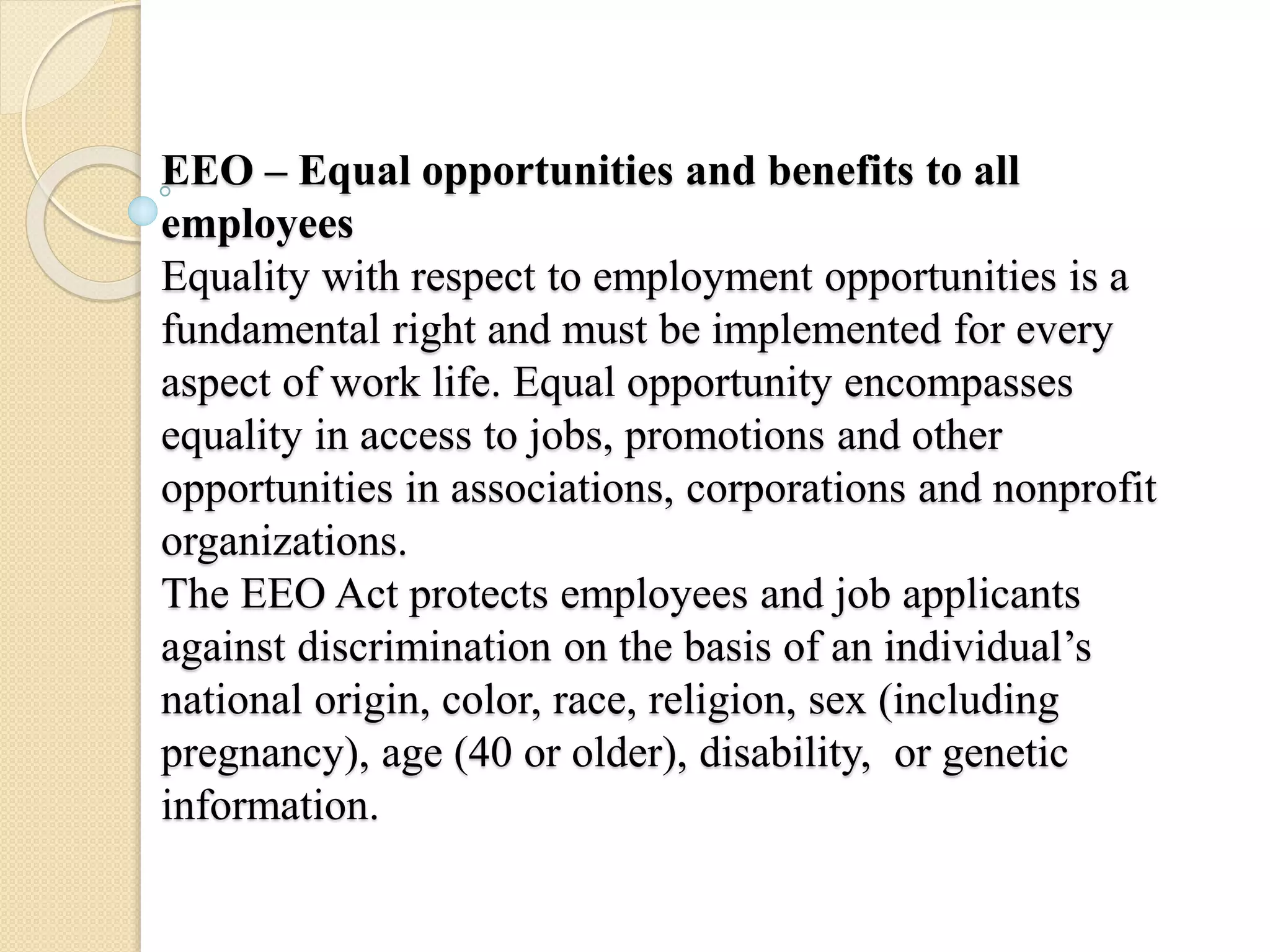 The Equal Employment Opportunity (EEO) Act – Benefits, Rights and ...