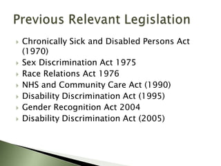 The Equality Act 2010 (disability) regulations power point | PPTX