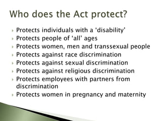The Equality Act 2010 (disability) regulations power point | PPTX