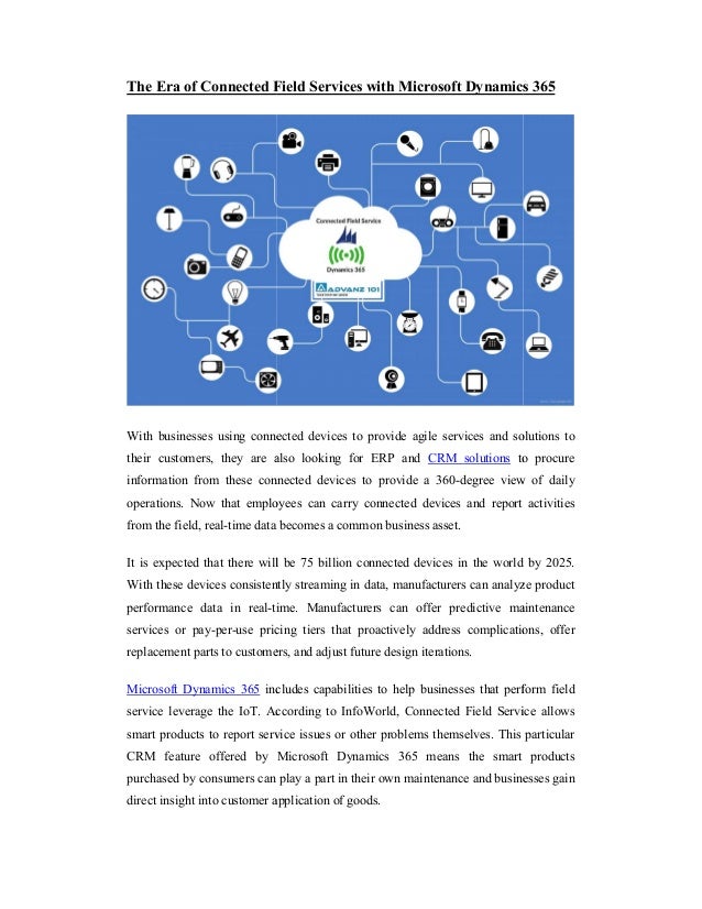 The era of connected field services with microsoft dynamics 365 advanz101