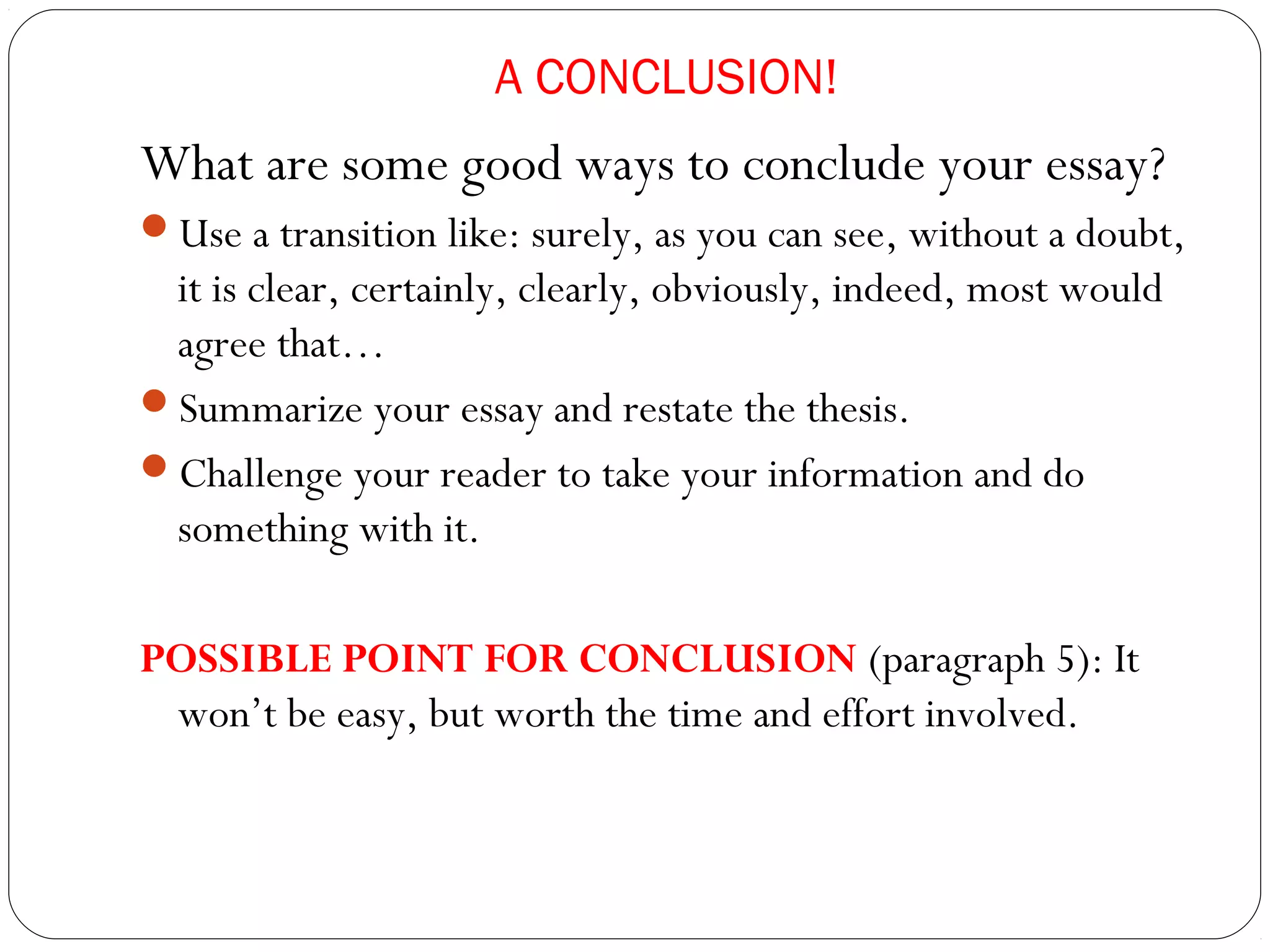 The essay roadmap | PPT