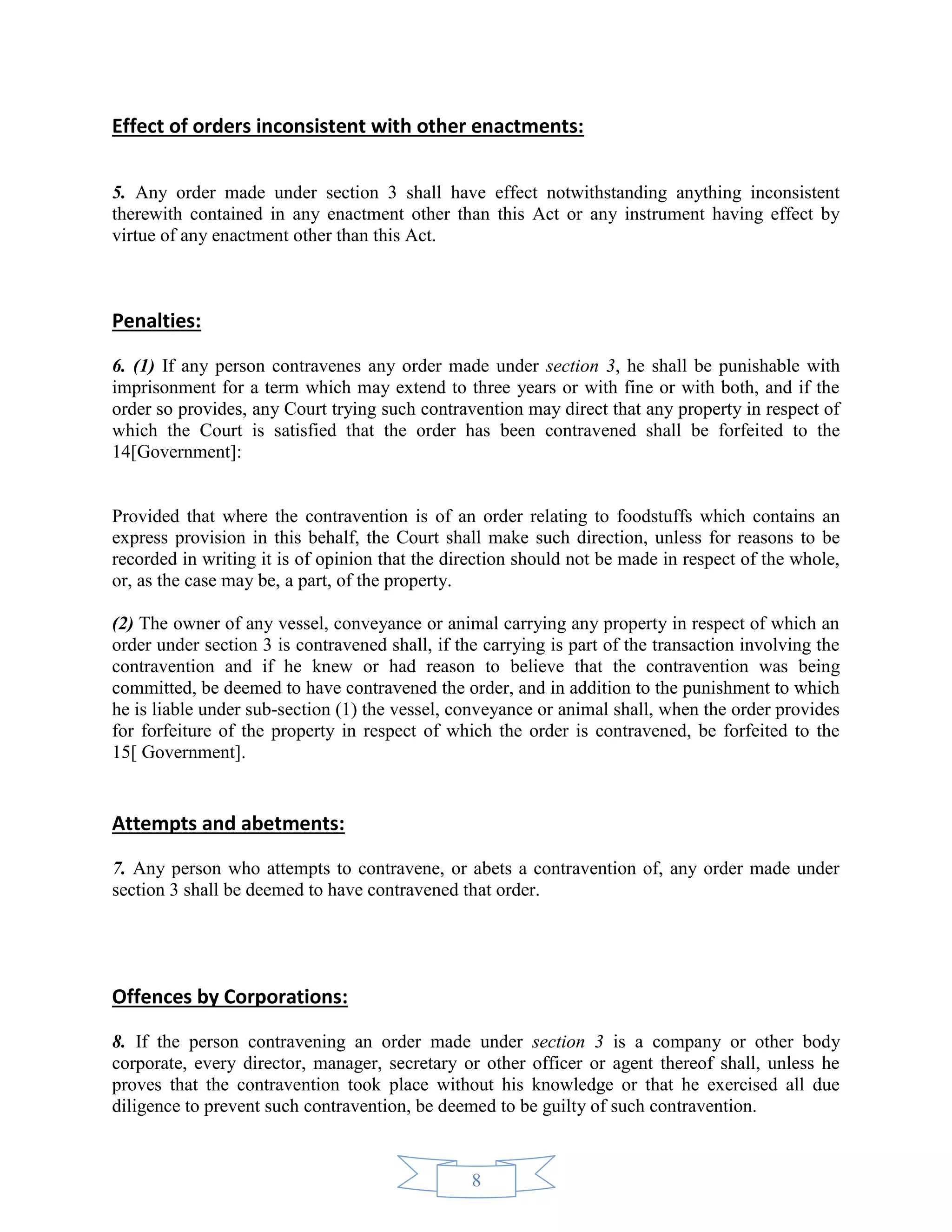 The essential commodities act, 1957 | PDF