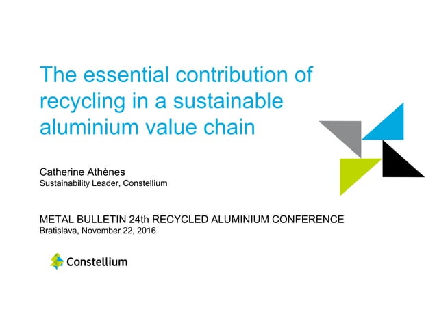 The essential contribution of recycling in a sustainable aluminium ...