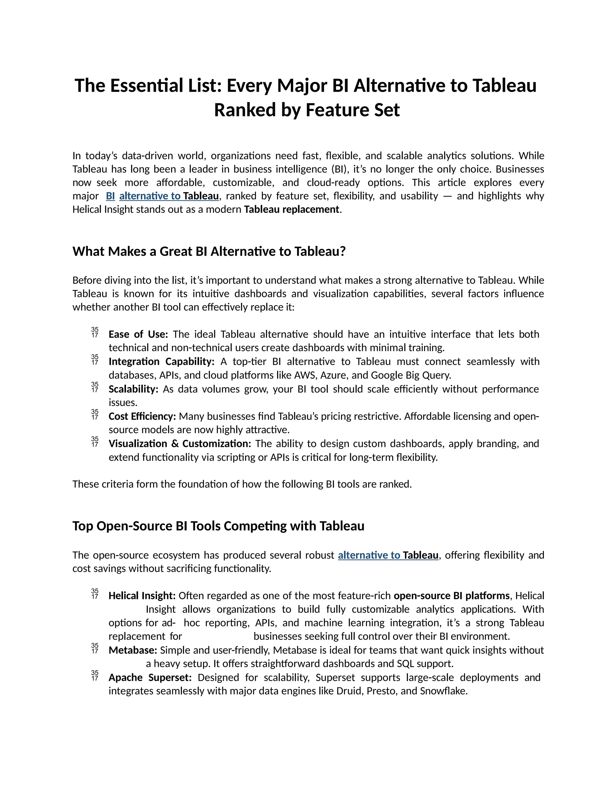 The Essential List Every Major BI Alternative to Tableau Ranked by ...