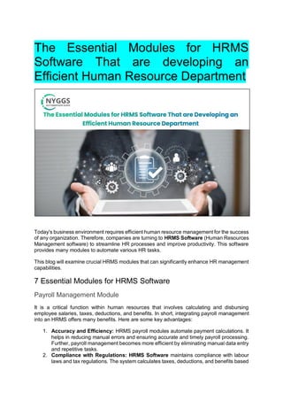 HRMS Software in Bangalore - NYGGS Automation | PDF