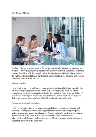 The Essential Qualities of a Good Leader.pdf | Executive Leadership ...