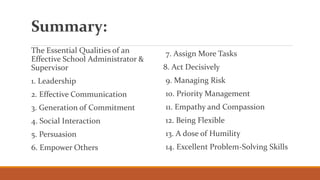 The Essential Qualities of an Effective School Administrator and ...