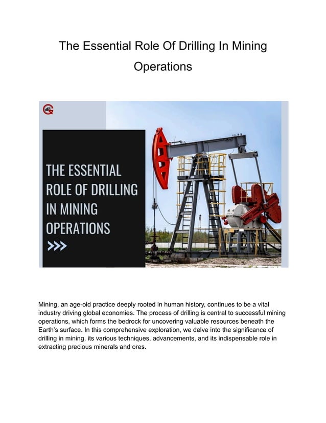 The Essential Role Of Drilling In Mining Operations.pdf | Geology | Science