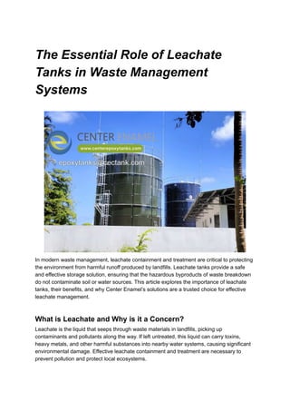 The Essential Role of Leachate Tanks in Waste Management Systems.docx