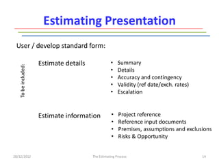 The estimating process | PPTX