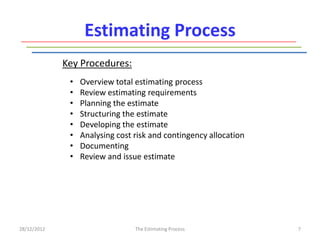The estimating process | PPTX