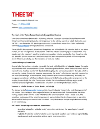 The Heart of Hot Water: Tubular Heaters in Storage Water Heaters | PDF