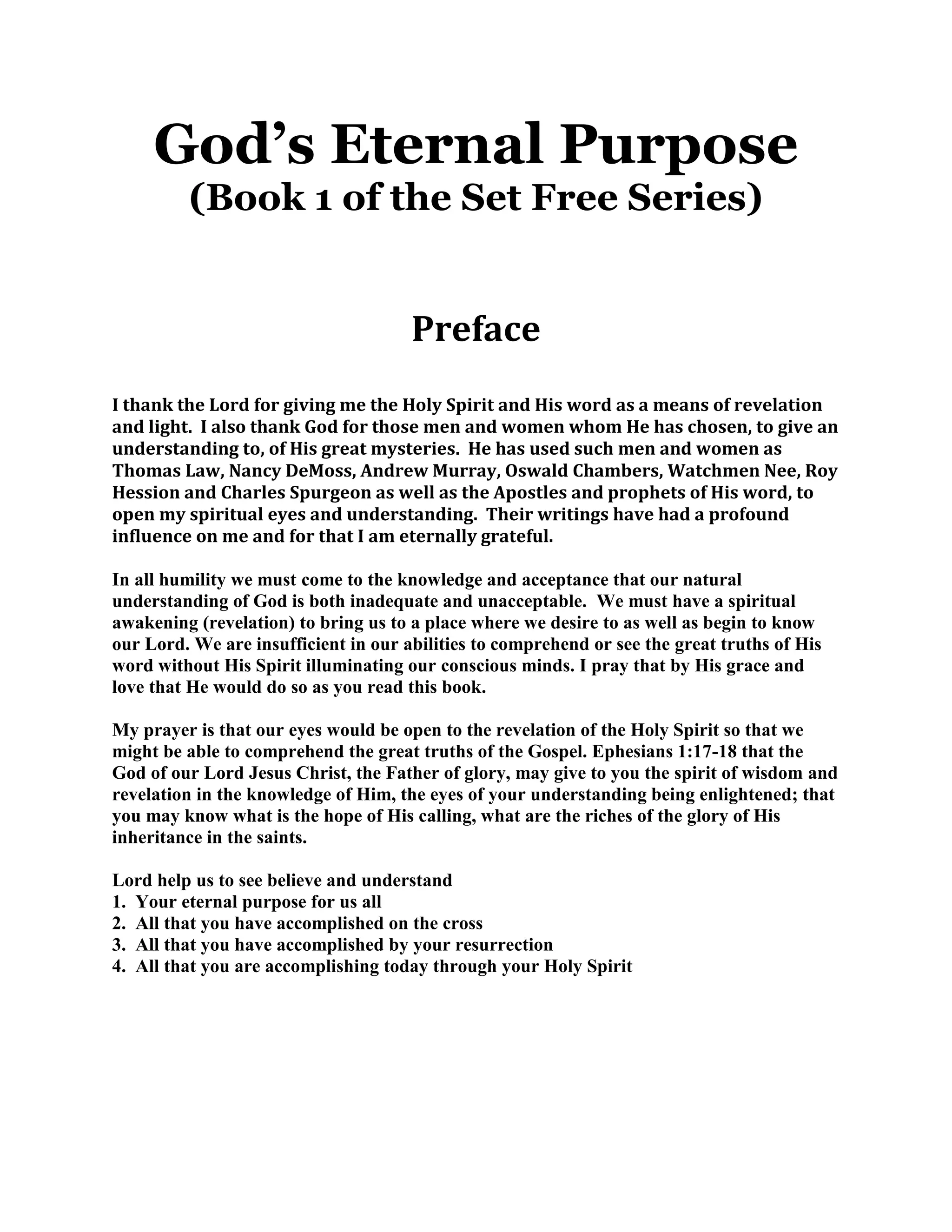 The Eternal Purpose Booklet | PDF