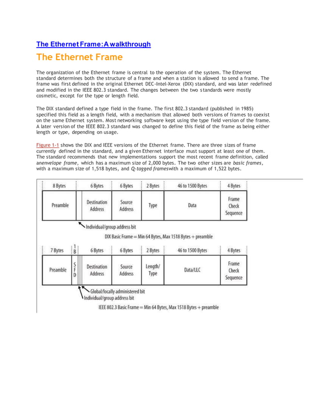 The ethernet frame a walkthrough | DOCX | Computer Networking | Computing