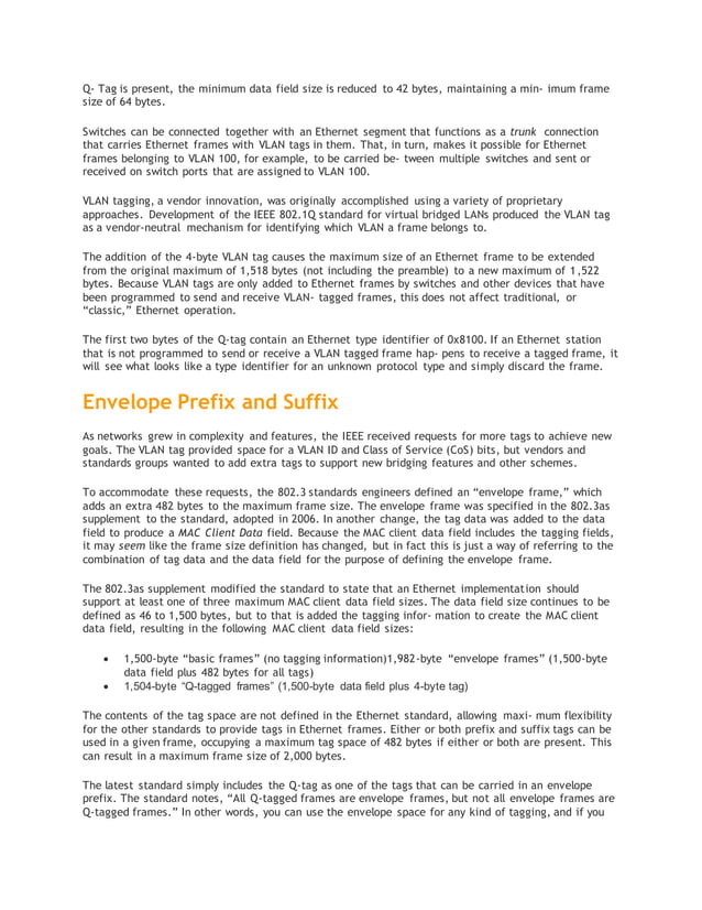 The ethernet frame a walkthrough | DOCX | Computer Networking | Computing