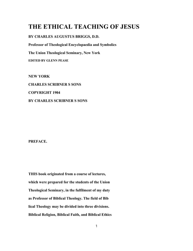 The ethical teaching of jesus | PDF