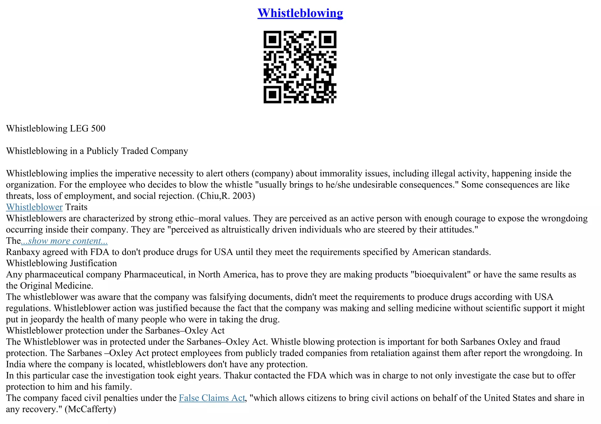 The Ethics Of The Whistle Blower Essay | PDF