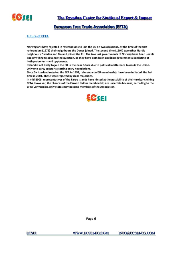 The European free trade association (EFTA) | PDF | Europe Travel ...