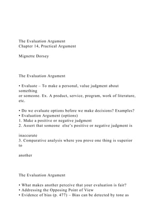 The Evaluation ArgumentChapter 14, Practical ArgumentMig.docx