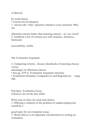 The Evaluation ArgumentChapter 14, Practical ArgumentMig.docx