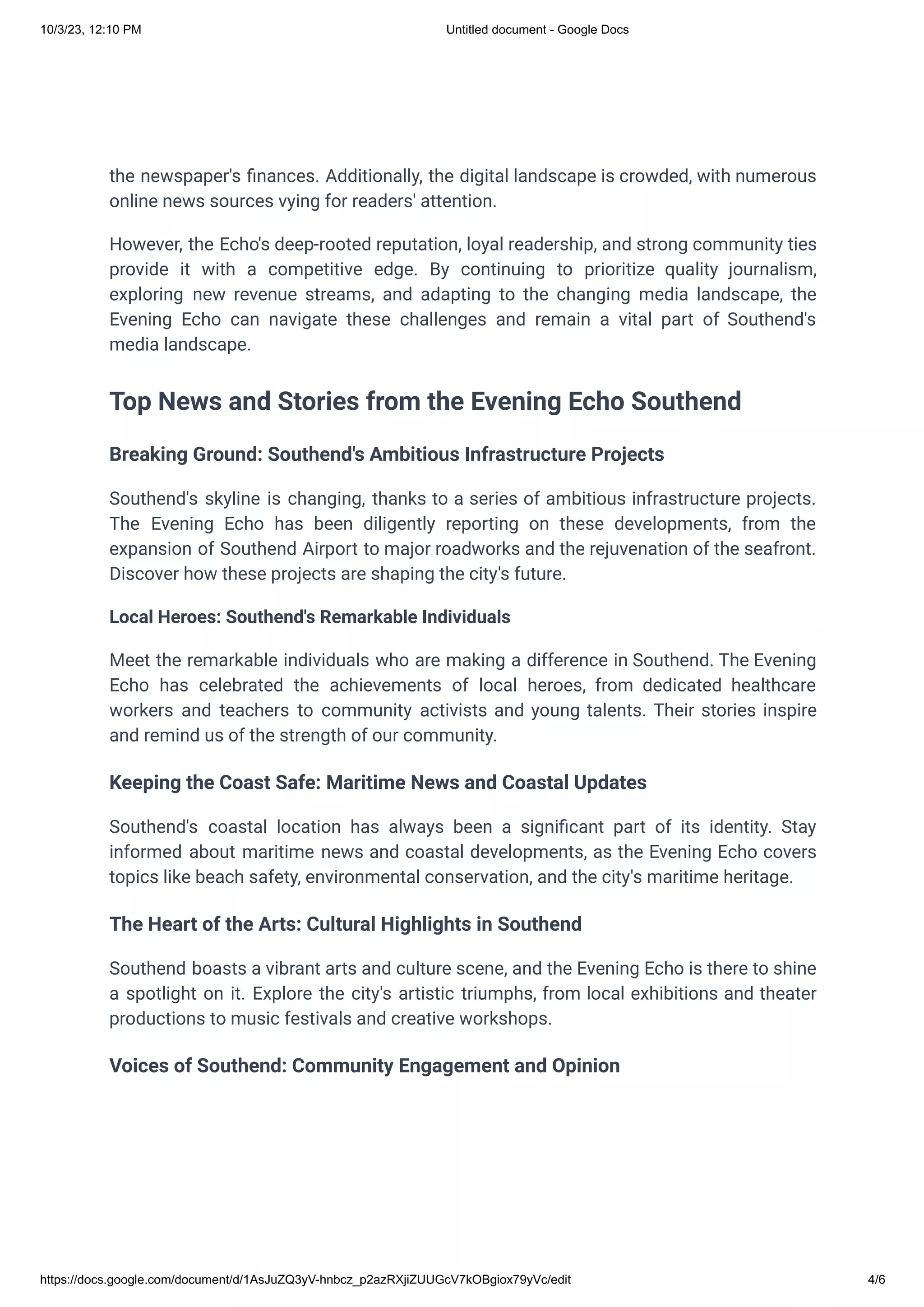 The Evening Echo Southend-Chronicling a Century of Local Stories | PDF