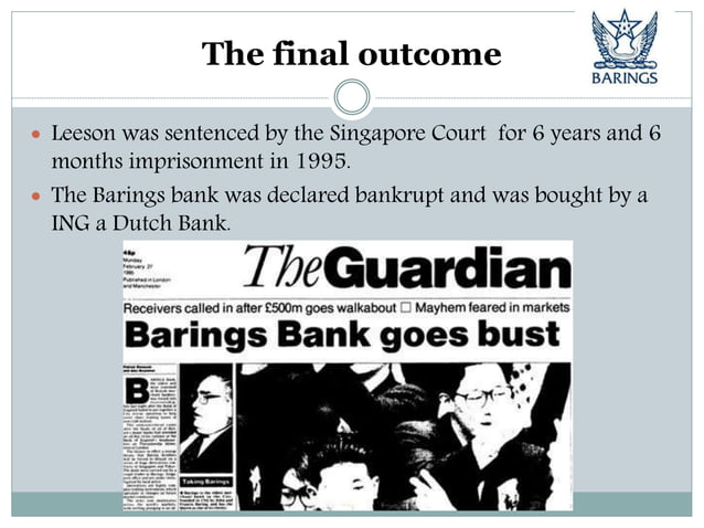 The event of barings bank collapse | PPTX | Business Banking & Finance ...