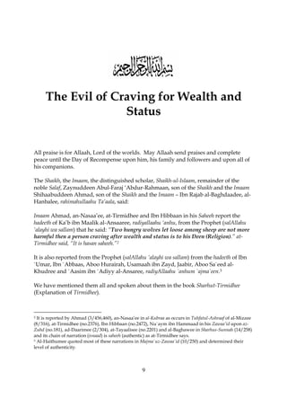 The Evil of Craving for Wealth and Status | PDF