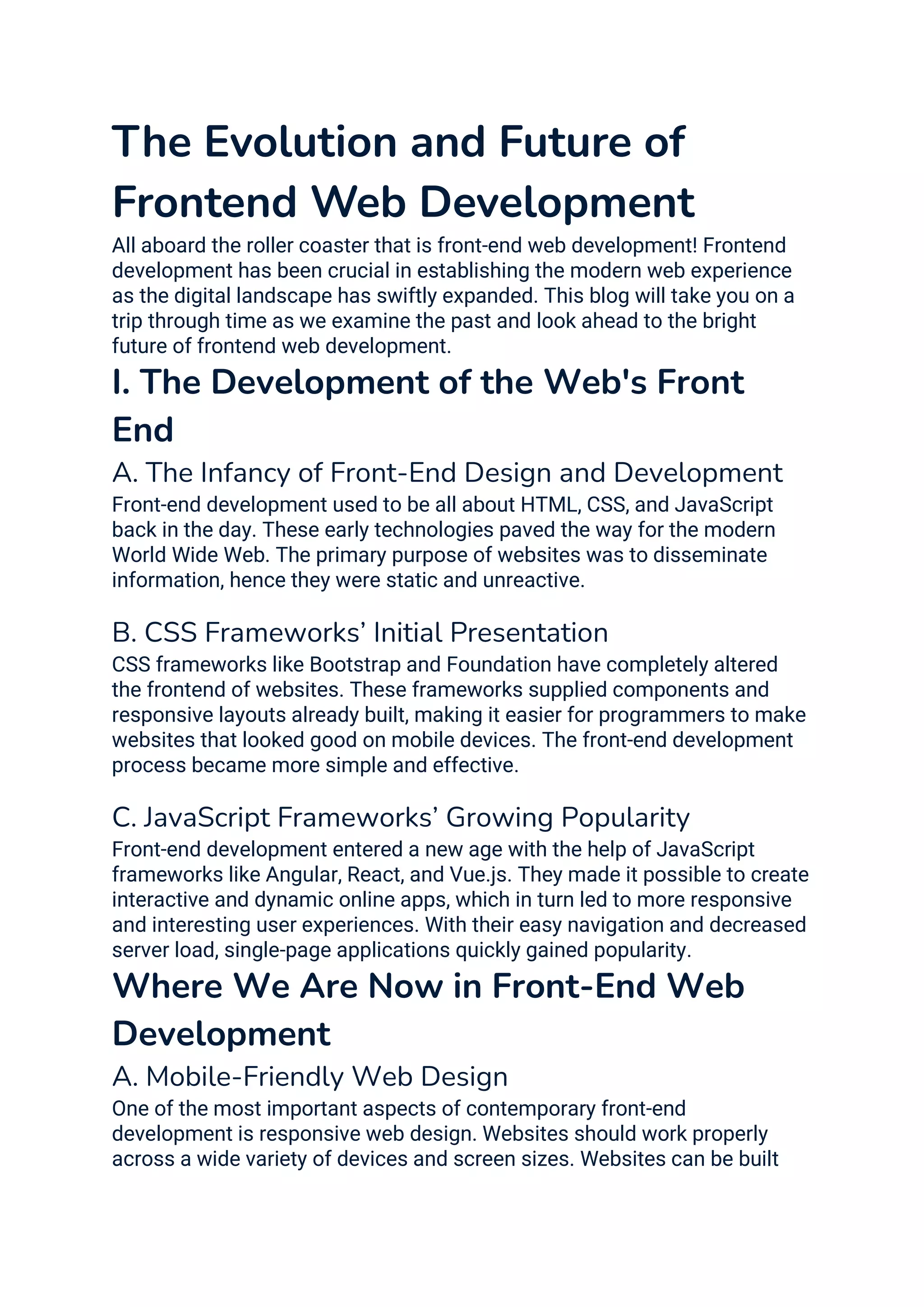 The Evolution and Future of Frontend Web Development.pdf | Web Development | Internet