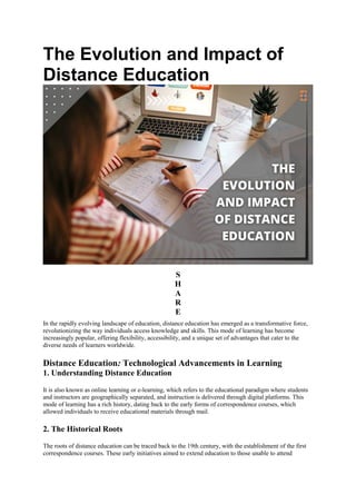 The Evolution and Impact of Distance Education | PDF