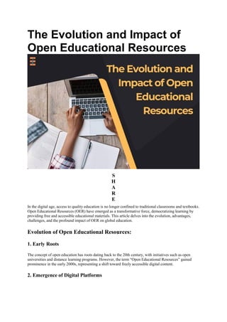 The Evolution and Impact of Open Educational Resources | PDF