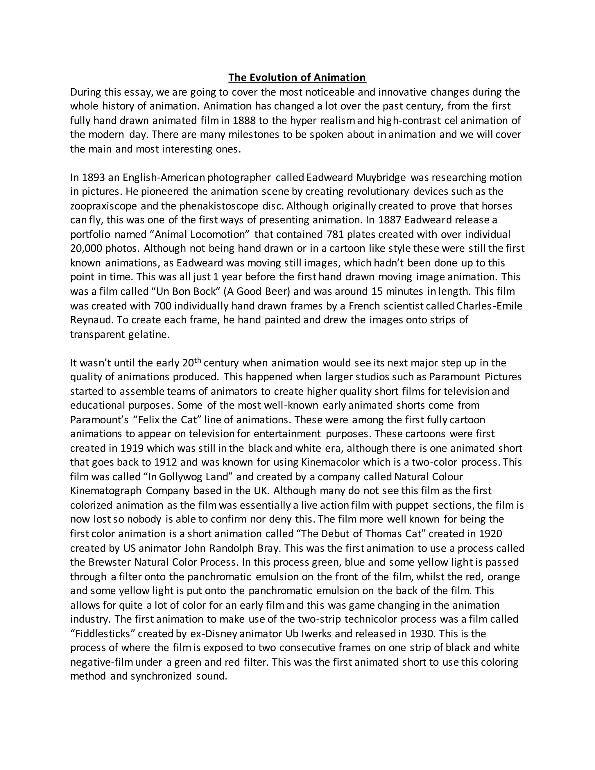 The evolution of animation | DOCX