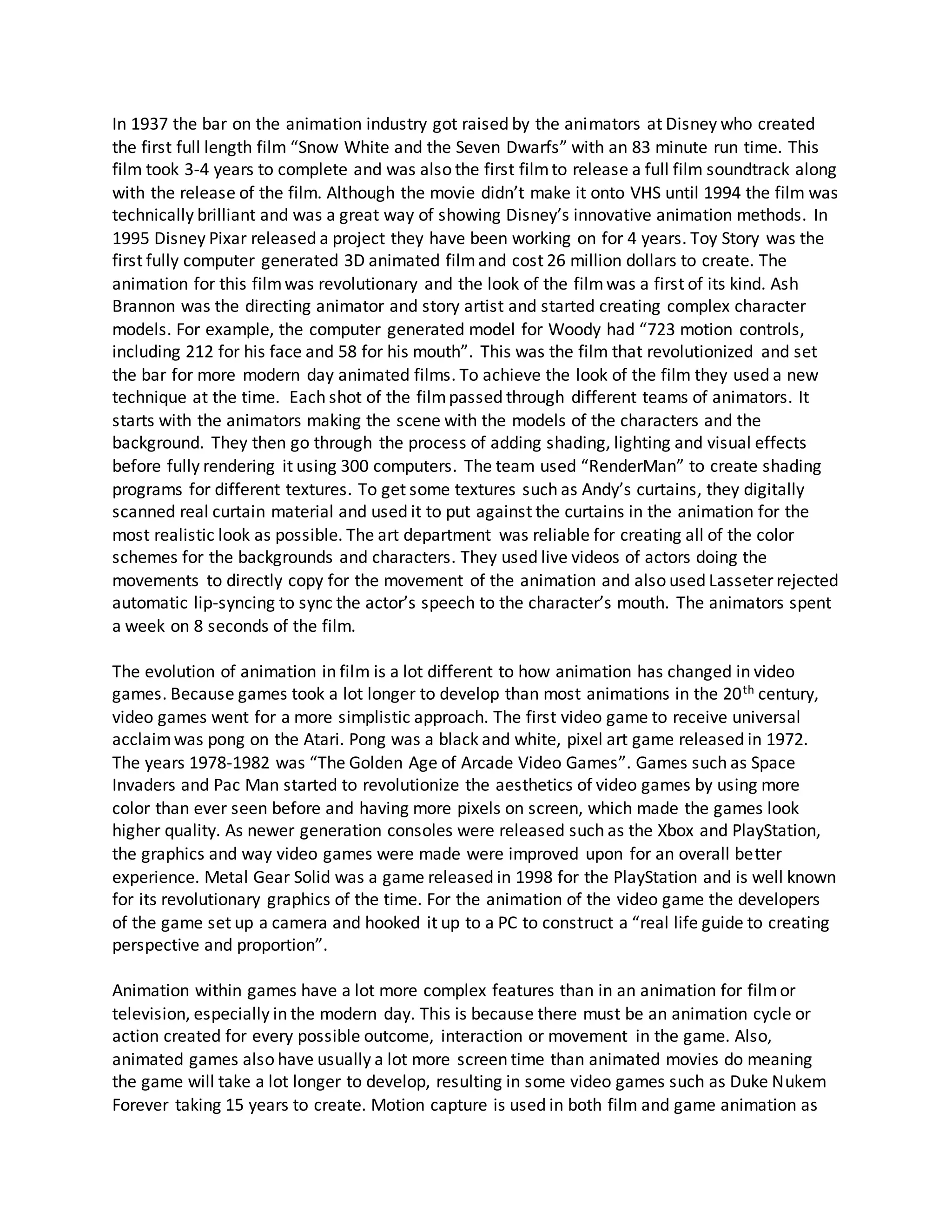 The evolution of animation | DOCX