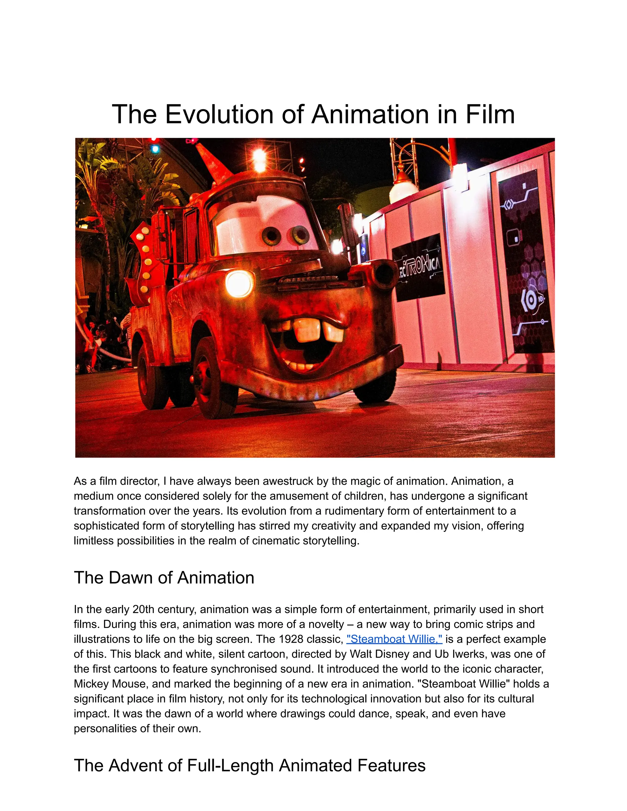 The Evolution of Animation in Film - Mark Murphy Director | PDF